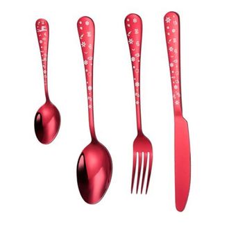 Garneck 1ensemble Set De Couverts Acier Inoxydable Pour No&euml;l Impressions Festives Ustensiles Pratiques Pour D&icirc;ner Et D&eacute;coration De Table