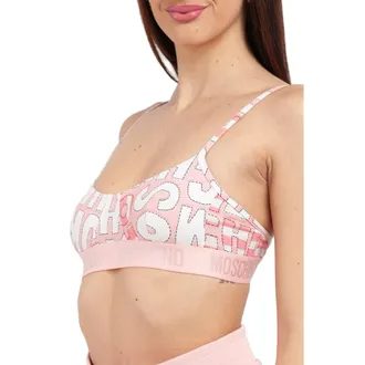 Moschino Logo-Print Cotton Bra Top - Pink