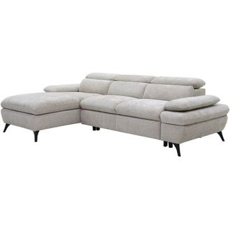 Vente-Unique Vente-unique - Canap&eacute; dangle gauche convertible en tissu textur&eacute; avec coffre de rangement beige morava