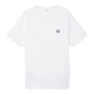 Stone Island Homme, Tops, Blanc, Taille: L Compass-applique Cotton T-Shirt