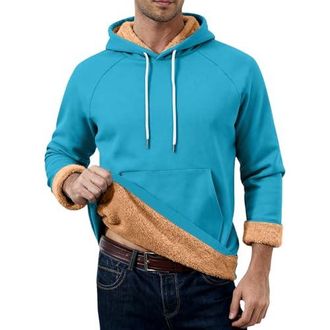 Generic Sweat &agrave; capuche pour homme - Cordon de serrage - T-shirt &agrave; manches longues - Couleur unie - Sweat &agrave; capuche doubl&eacute; - Confortable - Pull en polaire d&eacute;c
