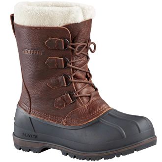 Baffin Canada Winterstiefel f&uuml;r Herren, wasserdicht, isolierte Lederstiefel f&uuml;r kaltes Wetter, Kunstfellkragen und GelFlex-Zwischensohle, Braun, 44.5 EU