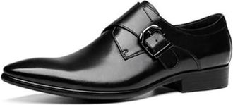 Generic Hommes Oxford Plain Toe Robe Chaussures Classique Formelle Derby Chaussures avec Boucle,Noir,43 EU