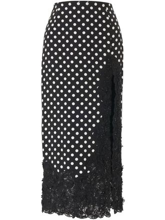 Carolina Herrera jupe mi-longue &agrave; pois - Noir