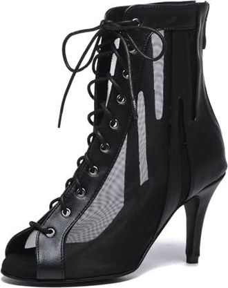 Miyoopark Chaussures de danse pour femme - Talon haut - Bottes de soir&eacute;e latine, L540 Noir 8 Talon 5 cm, 39.5 EU