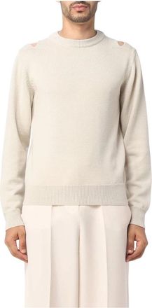 Jil Sander Homme, Pulls, Blanc, Taille: L Pull Coupe Droite Détail Découpe