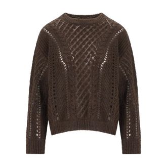 Twinset Pull ras du cou perfor&eacute; - Femme - Pulls - Brun - Taille: 38 FR