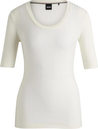 HUGO BOSS Effilie T-Shirt f&uuml;r Damen, gerippt (Wei&szlig;)