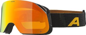 Alpina BLACKCOMB Q-LITE - Stylische Skibrille f&uuml;r Damen und Herren, Anti-Fog, effektive Luftzirkulation, Verspiegelte Scheibe, black-yellow matt