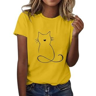 Generic Tshirt Femme Blanc Manches Courtes Col Rond &Eacute;t&eacute; Tee Shirt Respirant Coton Imprim&eacute; Blouse Vetement Oversize Chemisier Chic Et &Eacute;l&eacute;gant Ample D&eacute;contract&eacute;