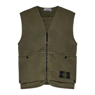 Stone Island Homme, Vestes, Vert, Taille: XL Gilet Col en V