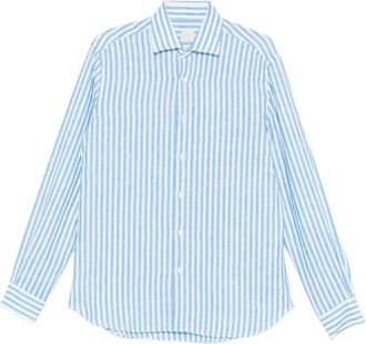 120% Lino Homme, Chemises, Bleu, Taille: L Chemise en Lin Ray&eacute;
