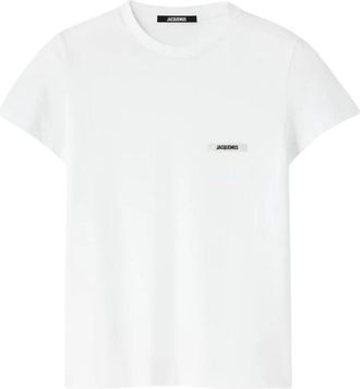 Jacquemus Femme, Tops, Blanc, Taille: 40 FR T-Shirt en Coton Blanc Gros Grain