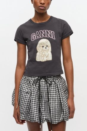 Ganni T-shirt baby fit &agrave; imprim&eacute; chiot noir Multicolore Coton biologique - Taille XS - Pour Femme