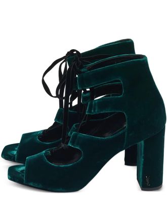 Saint Laurent sandales Loulou en velours - Vert