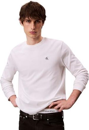 Calvin Klein LS Easy Monogram Tee LV04RD247G T-Shirts pour Hommes, Blanc (Bright White), M, Blanc (Blanc Vif), M