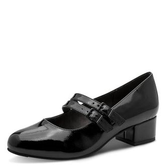 Jana Mary Jane Femme Petit Talon Vegan, Black Patent, 38 EU