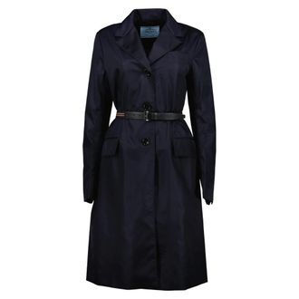 Prada Re-nylon Trench mit G&uuml;rtel - - Coats - Damen - Blau - M