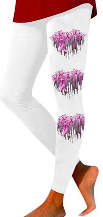 Generic Legging de No&euml;l en polaire pour femme - Sensibilisation au cancer du sein - Leggings de grossesse pour femme, blanc, XL