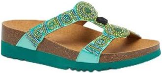 Scholl Tongs pour femme avec dessus en tissu, multicolore, vert, 37 EU Larga