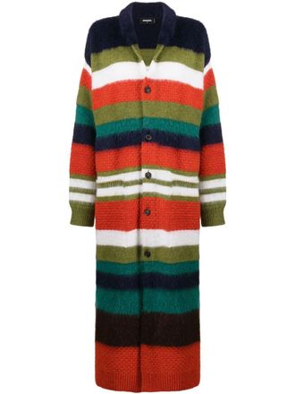 Dsquared2 robe longue en maille &agrave; rayures - Orange