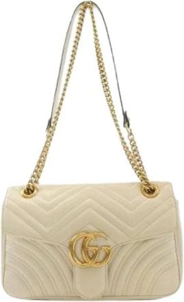 Gucci Sac &agrave; bandouli&egrave;re Pre-owned GG Marmont en cuir - Femme - Pre-owned - Blanc - Taille: ONE Size