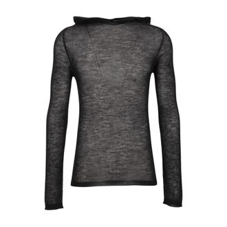 Rick Owens Sheer Hooded LS T - - Sweatshirts & Hoodies - Herren - Schwarzk - M