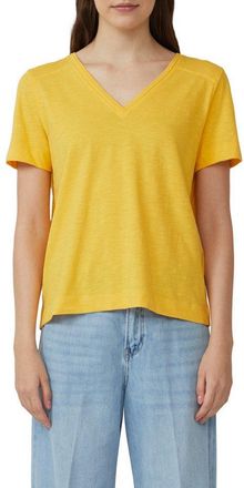 s.Oliver T-Shirt aus Flammgarn mit V-Ausschnitt