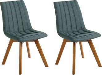 Beliani Bequemes Esszimmerstuhl Set 2 Stühle Polsterbezug Holzbeine dunkelgrün Calgary