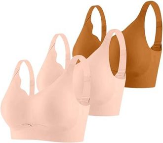 Generic Lot de 3 soutiens-gorge sans coutures pour femme - Confort classique - Sans armatures - Soutien-gorge de sport push-up avec grandes seins r&eacute;glables - 