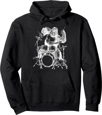 Seembo Gorilla Spieltrommeln AFFE Funny Animal Rock Drummer Pullover Hoodie