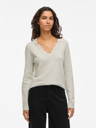 Vila V-Ausschnitt-Pullover VINIKOLINA V-NECK L/S KNIT TOP - NOOS
