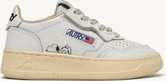 Autry BASKETS MEDALIST KIDS LACE STRIP EN CUIR BLANC SNOOPY X AUTRY