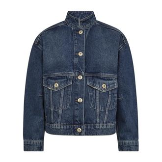 Mos Mosh Blaue Denimjacke mit Dekorativen N&auml;hten - - Jackets - Damen - Blau - M