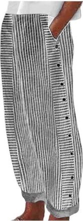 Generic Pantalon en coton et lin pour femme - Jambe large - Pantalon de plage d&eacute;t&eacute; confortable - Pantalon de yoga Palazzo - XIYU26041, Noir, XXL