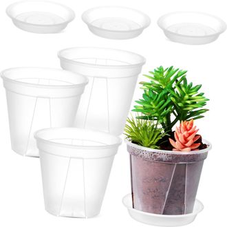 Yardwe 4 Stücke Plastik Pflanztopf Mit Drainage Und Tablett Blumentopf Für Haus Und Garten Pflanzgefäß Aus Kunststoff Töpferset Für Pflanzen Und Erdbeeren Br