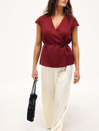 NA-KD Top portefeuille ceintur&eacute; - Rouge fonc&eacute;