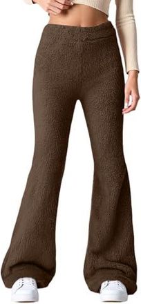 Generic Pantalon Chaud en Polaire - V&ecirc;tement Thermique Femme Pants Hiver Pantalons Grande Taille Pant &Eacute;pais Bottoms Taille Haute Pantalon Confortable Pants Su