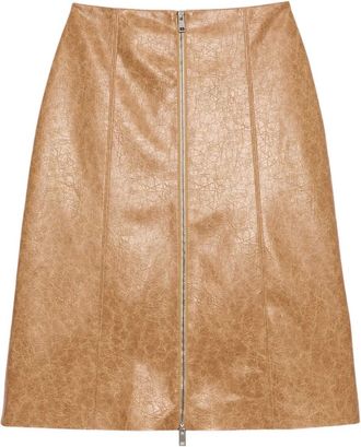 Msgm jupe mi-longue à fermeture zippée sur le devant - Marron