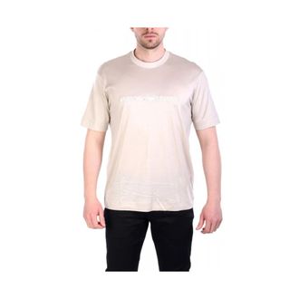 Emporio Armani Logo T-Shirt - - Tops - Herren - Beige - M