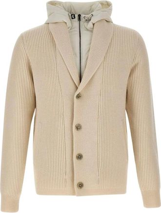 Herno Homme, Pulls, Blanc, Taille: L Hybrid Sweater