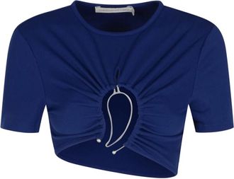 CHRISTOPHER ESBER Femme, Tops, Bleu, Taille: 36 FR Paisley Ruched Crop Tee