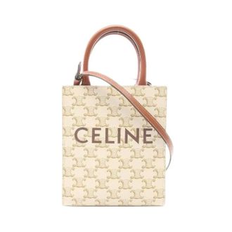 Celine Pre-owned Mini Vertical Cabas Triomphe PVC beschichtete Canvas Leder 2way Handtasche - - Pre-owned - Damen - Beige - ONE SIZE