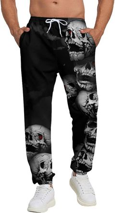 Yaxinduobao PIANHAUE Herren-Sweathose mit Taschen, Jogginghose f&uuml;r Herren, l&auml;ssig, Lounge, Sport, Trainingshose mit Kordelzug, Totenkopf, X-Gro&szlig;