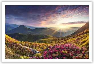 Arttor Poster ohne Rahmen Gebirge Wiese Landschaft Wald Deko 91x61cm Wandposter Art Prints Wandbilder Dekoration Wohnzimmer Schlafzimmer Küche Wanddeko Bild 