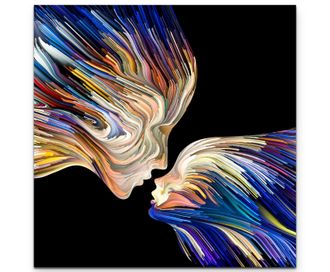 Paul Sinus Art Leinwandbilder | Bilder Leinwand 90x90cm Fantasievolle bunte Gesichter im Seitenprofil