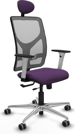 Piqueras y Crespo Violetter Schreibtischstuhl mit wei&szlig;en und schwarzen Armlehnen, h&ouml;henverstellbarer Lendenwirbelst&uuml;tze und festem Kopfteil, ausgestattet mit Syncro/Tra