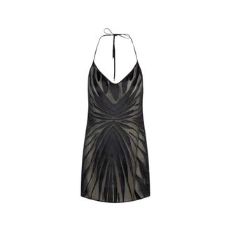 Roberto Cavalli Mini Slip Dress mit Ray Devor&eacute;-Print - - Dresses - Damen - Schwarzk - XS