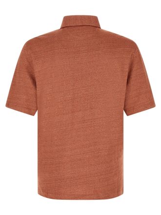 Brunello Cucinelli Mens Orange Linen Polo Shirt