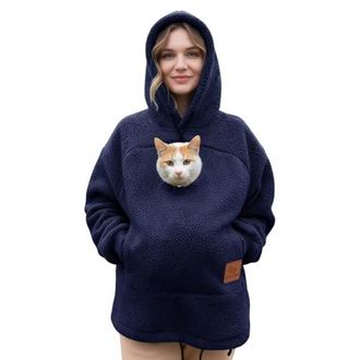 Generic Sweat &agrave; capuche de transport pour chat avec poche pour animal de compagnie - Fermeture &eacute;clair - Poche kangourou - Polaire chaude - Confortable - Pour 